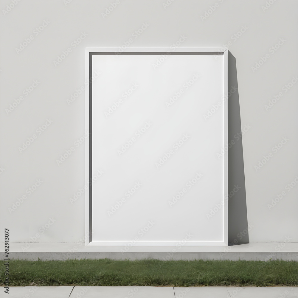 Maqueta de marco con fondo blanco en jardín. Maqueta de cartel de ...