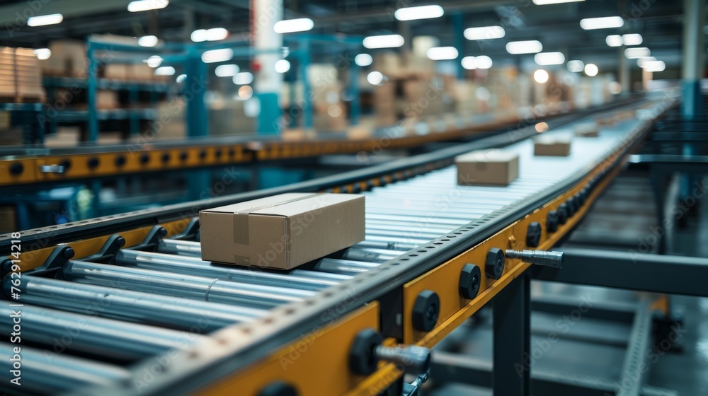 Conveyor belt system automating the sorting process in a distribution ...