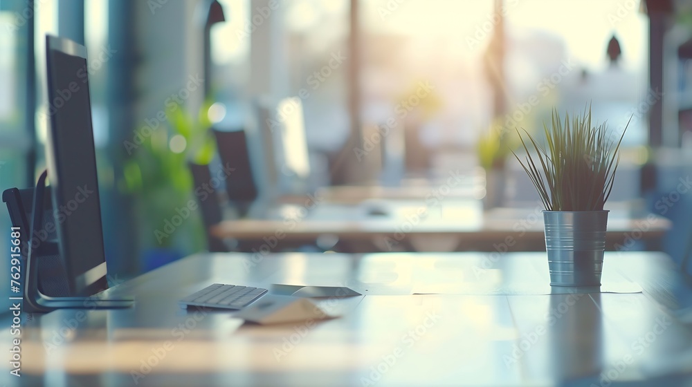 Minimalist beauty of uncluttered desks in a modern office setting in ...