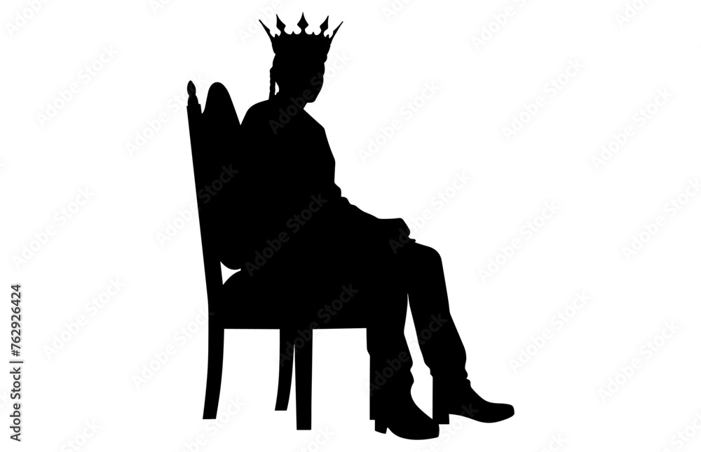 Throne King with Warrior Vector Black Silhouette, king on the throne in ...