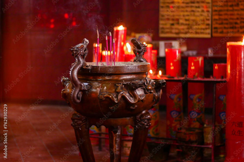 incense sticks for worship in a monastery in Jakarta's Chinatown area ...