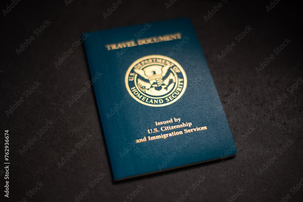 USA Re-entry Permit on black background with shallow focus Stock Photo ...