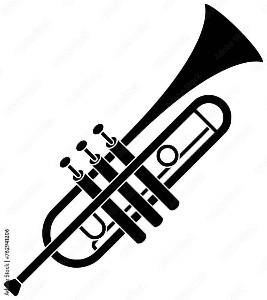 jazz illustration trumpet silhouette saxophone logo instrument icon ...
