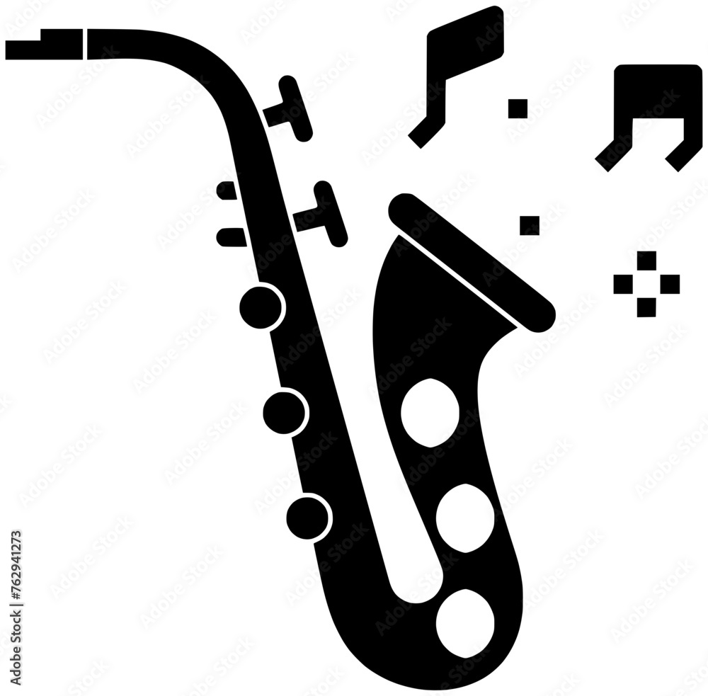 jazz illustration trumpet silhouette saxophone logo instrument icon ...