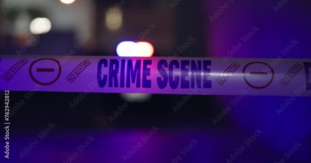 Police, quarantine and yellow tape for crime scene, investigation or ...