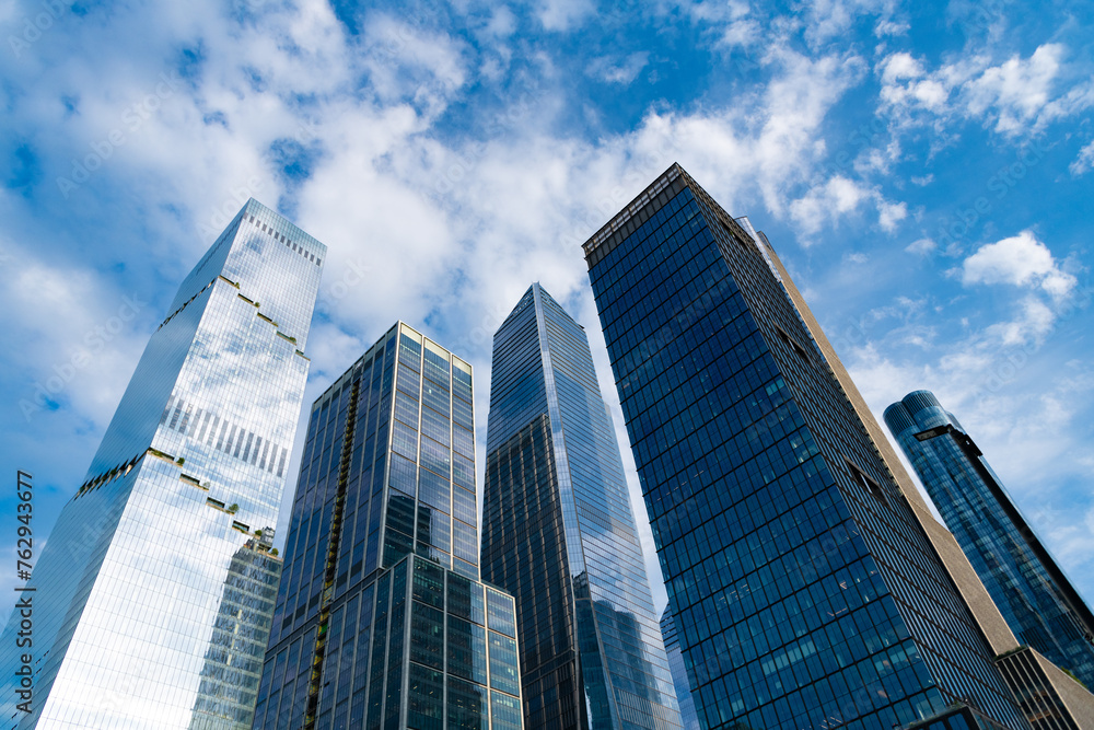 Perspective view. Skyscraper building architecture. Skyscraper with ...
