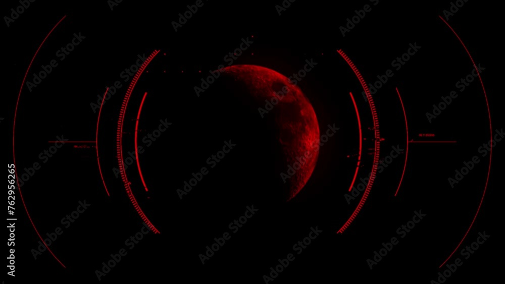 Hud display scanner engages lunar trajectory of red half moon with ...