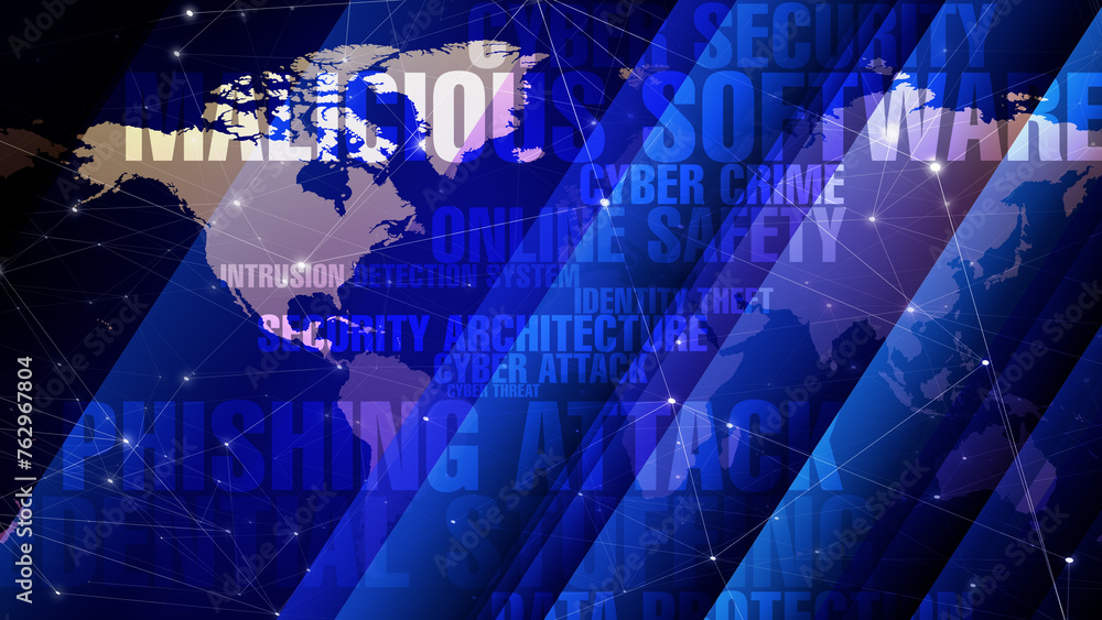 Lettering world map safeguarding cyberspace with cybersecurity and ...