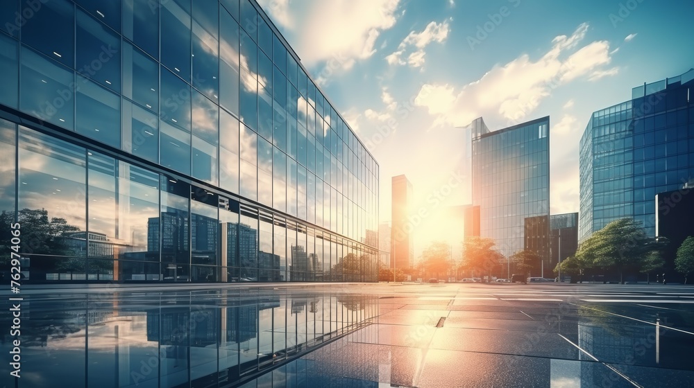 Modern office building or business center. High-rise window buildings ...