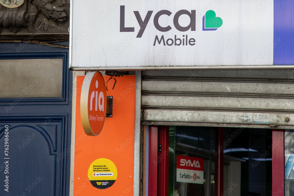 Lycamobile logo text and western union brand sign of mobile virtual ...