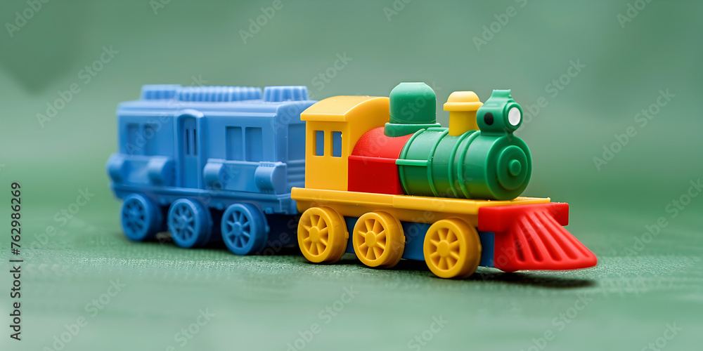 Colorful plastic toy train on green background Exploring the Plastic ...