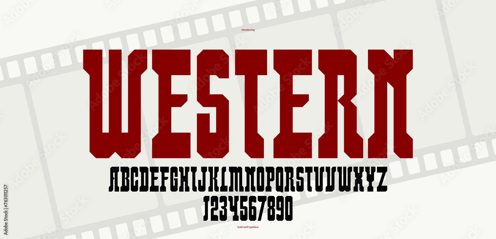 Bold massive vector geometric font for logo creation, wild west ...
