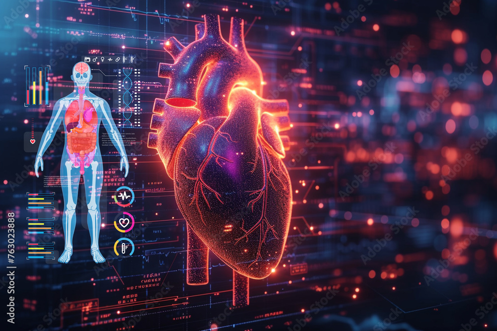 futuristic medical research or heart cardiology health care with ...