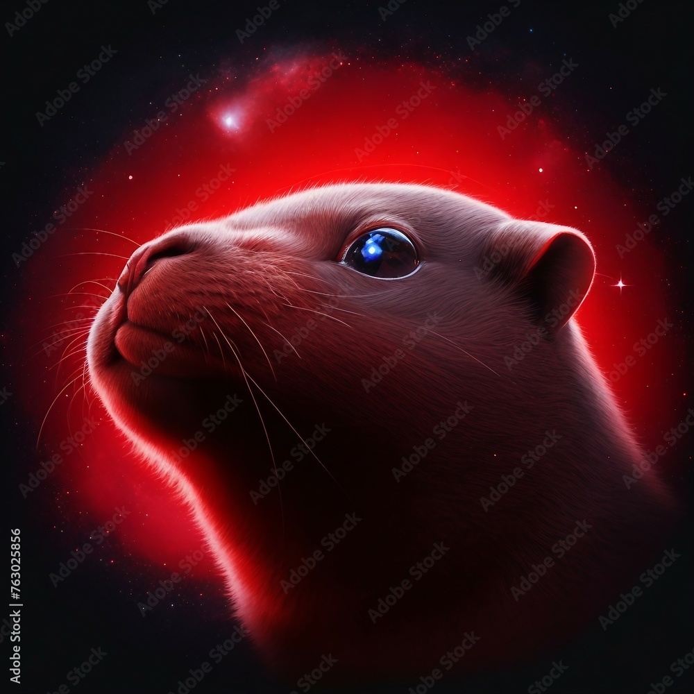 High Resolution. Generative AI. Realistic cosmic red mole with blue eye ...