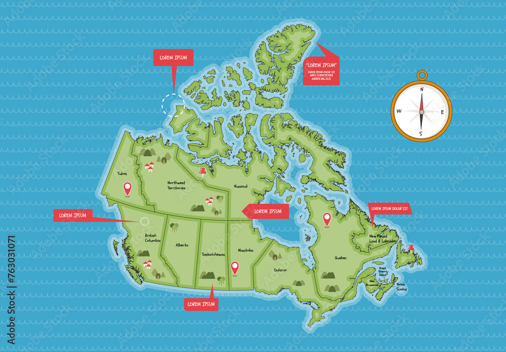 Canada Map Vector Layout in Cute Style Stock Template | Adobe Stock