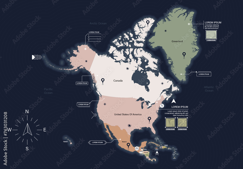 North America Map Vector Layout Stock Template | Adobe Stock