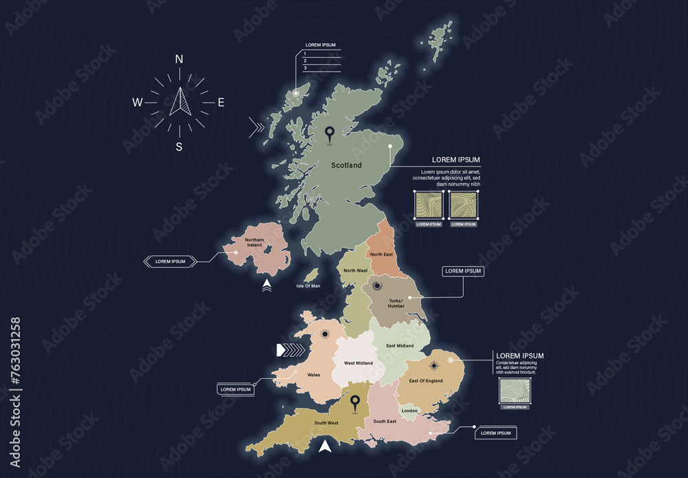 UK United Kingdom of Great Britain Map Vector Illustration Stock ...