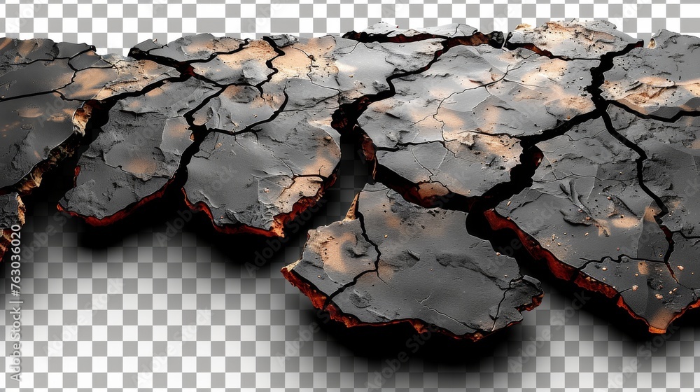 Cracks in the ground, breaks in land surfaces from earthquake isolated ...