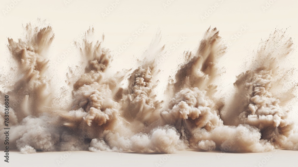 The realistic 3D modern set includes in the background sand clouds, a ...