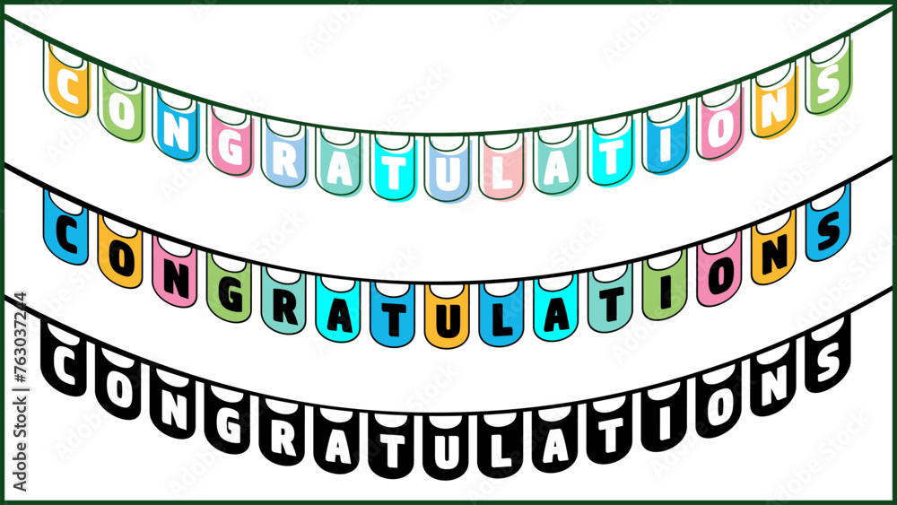 Congratulations Word Hanging Pennant with Three Different Coloring ...