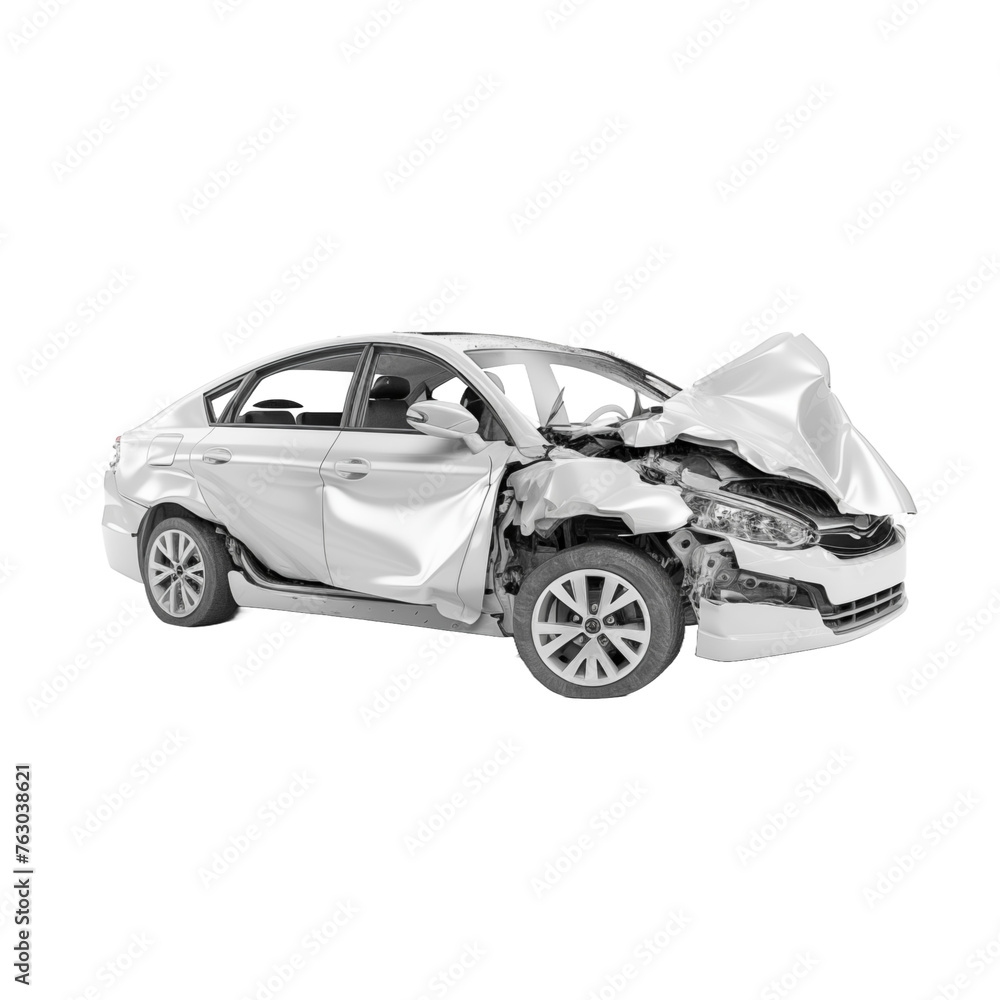Roadside Collision: Damaged Car After Accident isolated on transparent ...