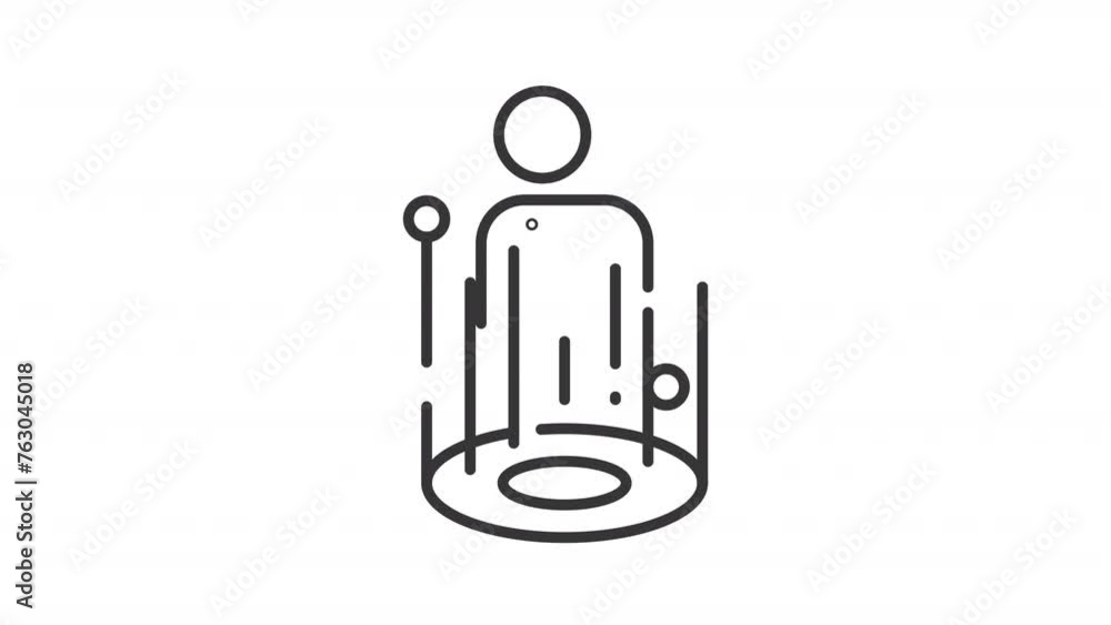 Virtual teleportation line animation. Virtual portal and person ...