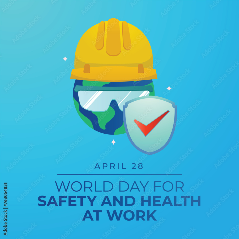 World Day for Safety and Health at Work design template. Work vector ...