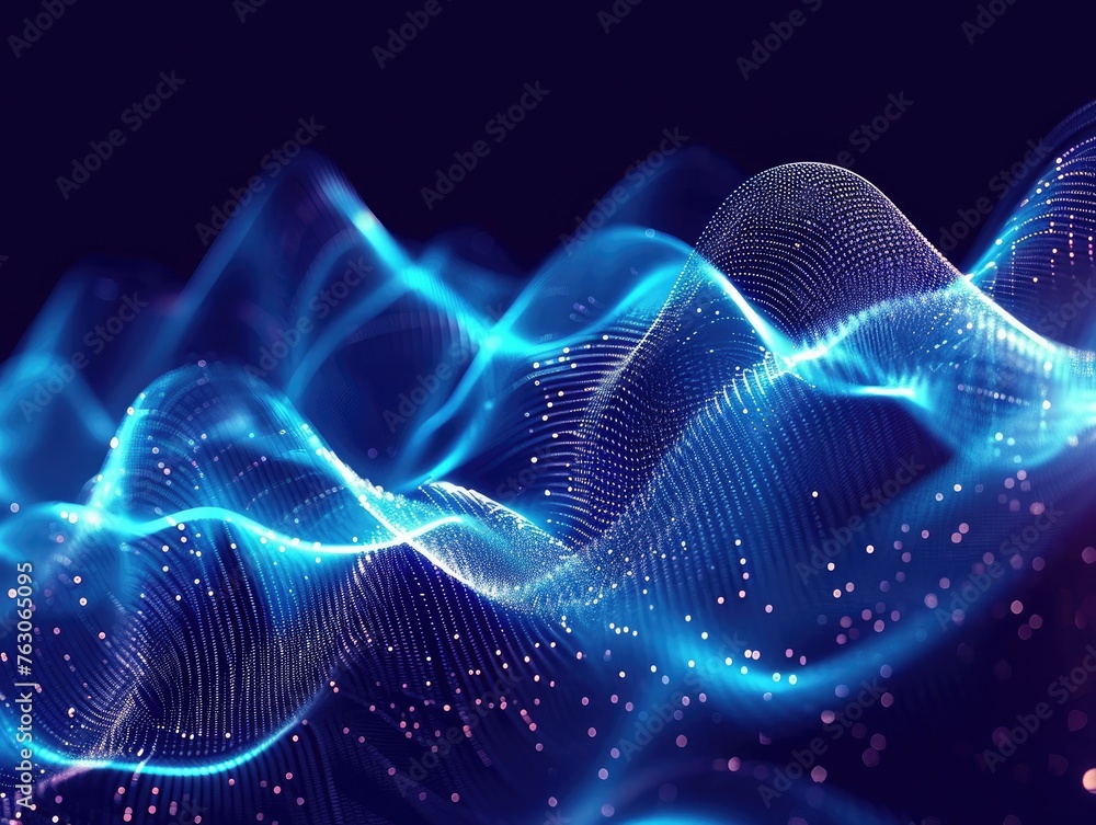 A striking image of glowing sound waves, depicted as oscillating bright ...
