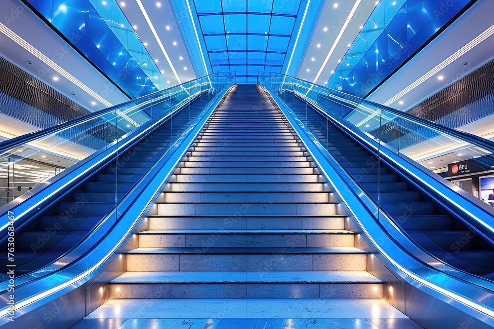 elevator escalator is moving staircase used as transportation between ...