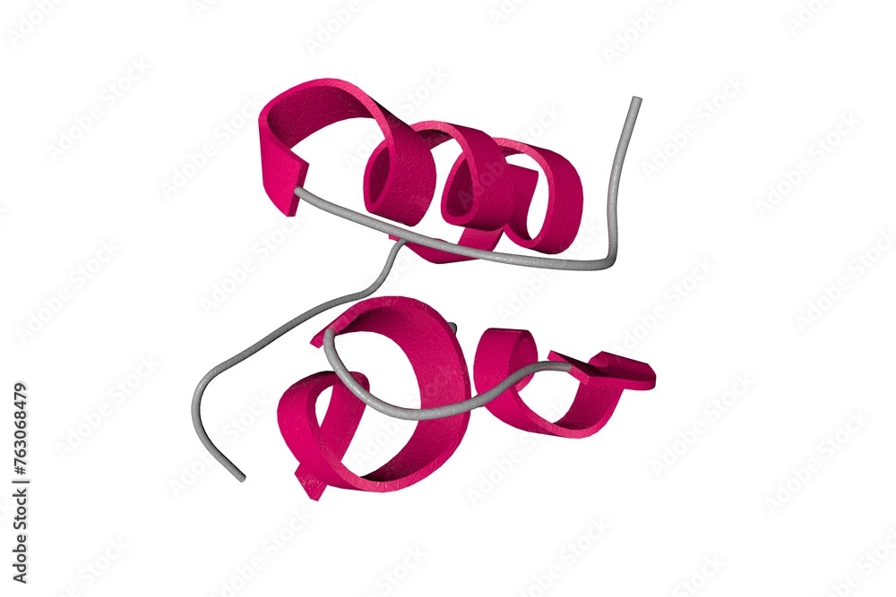 Human insulin. Ribbons diagram in secondary structure coloring based on ...