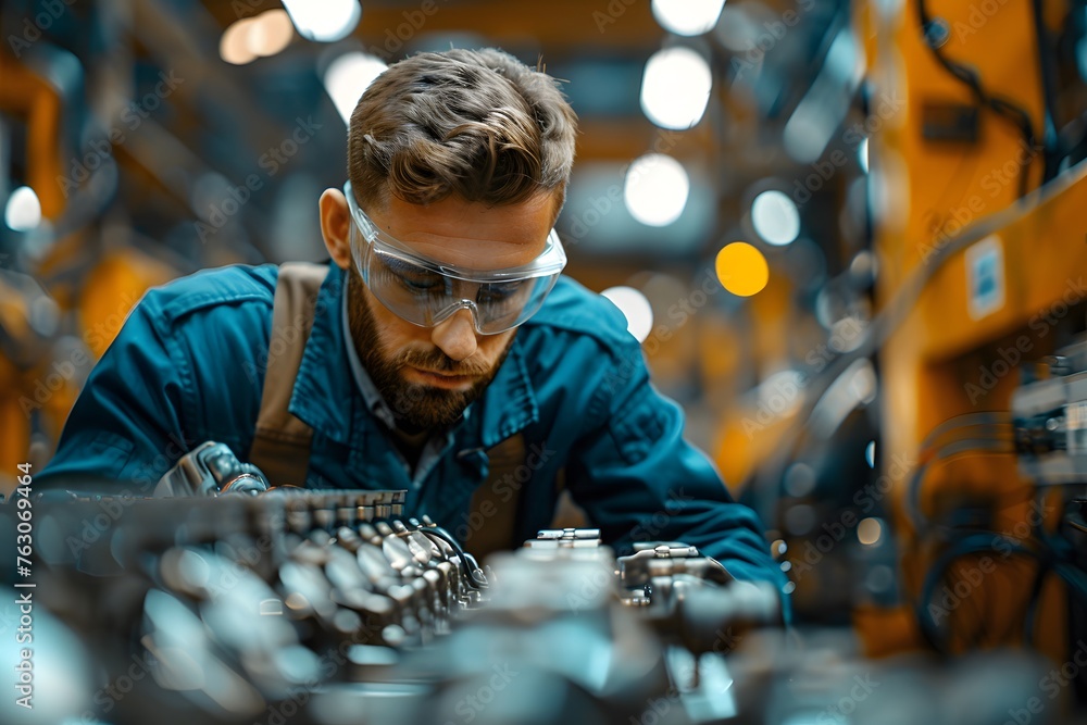 Illustration of a young man wearing a uniform and safety glasses ...