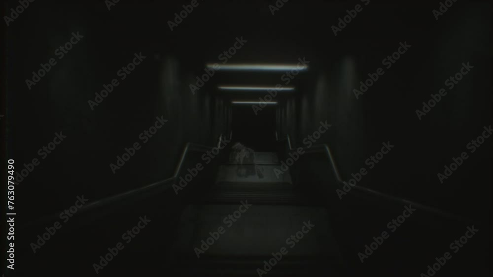 Creepy Ghost Underground Stairway Paranormal Figure Old VHS Effect ...