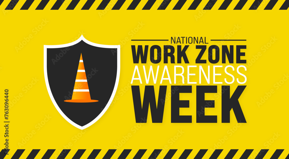 April is National Work Zone Awareness Week background template. Holiday ...