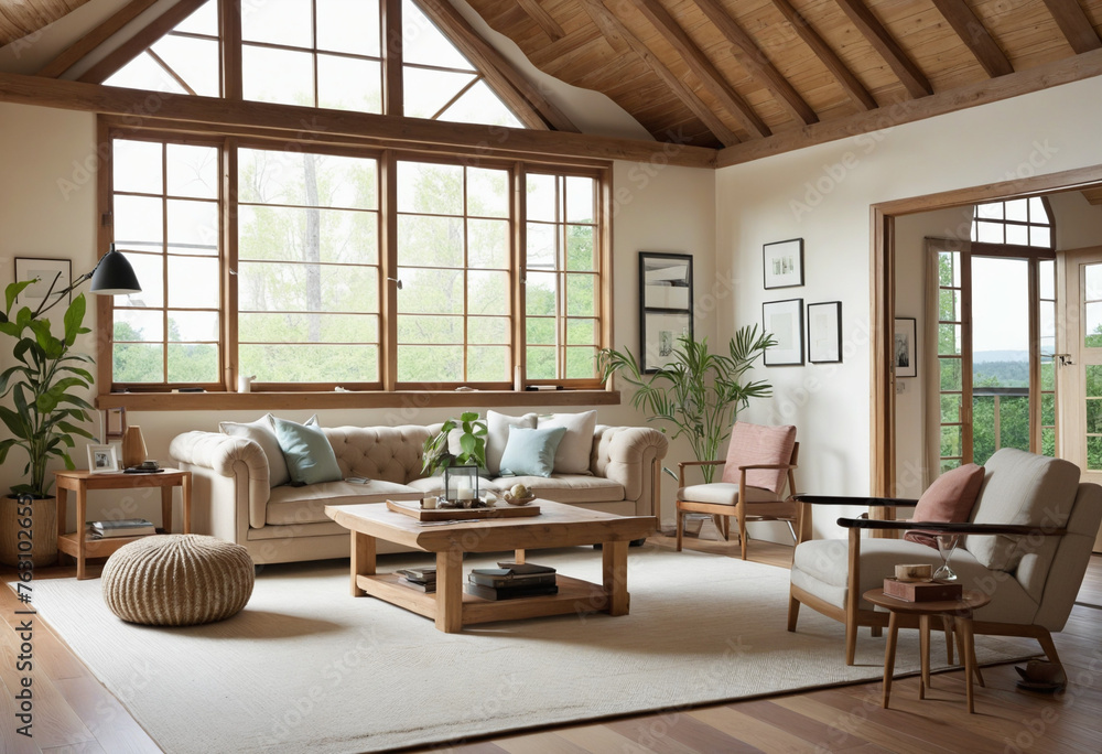 beautiful house interior design farmhouse country side living room with ...