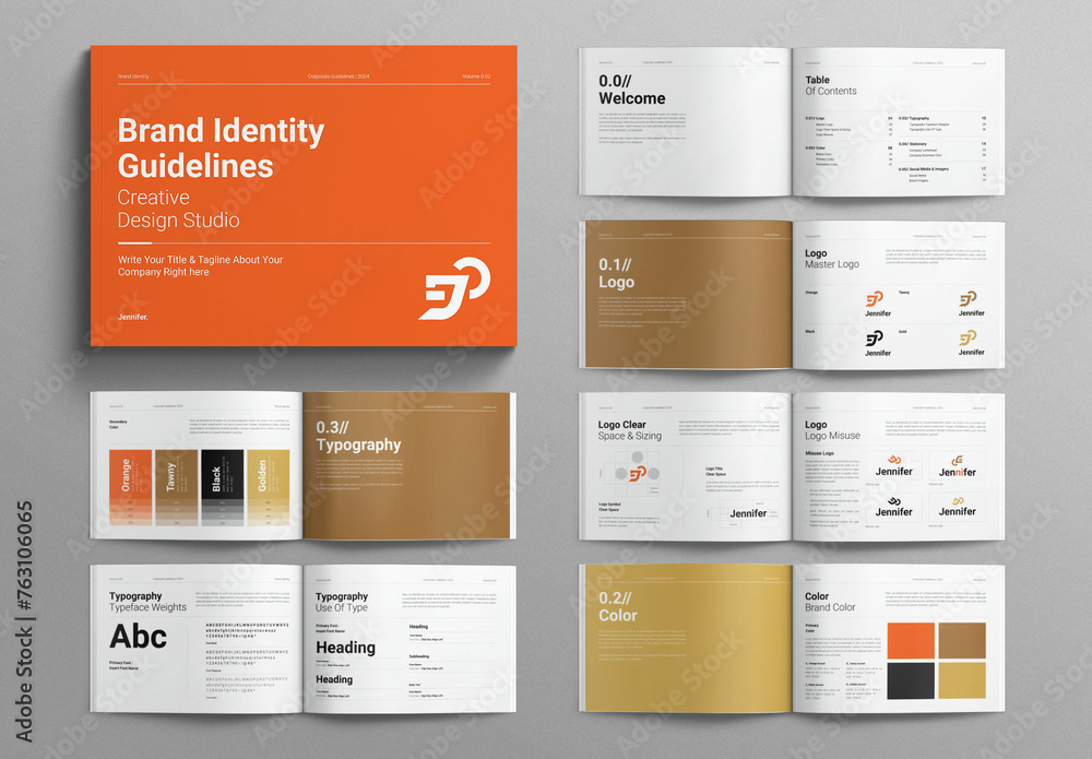 Brand Identity Guidelines Template Design Layout Landscape Stock ...