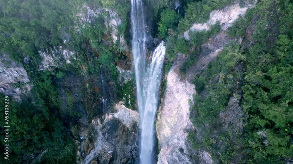 Arial View Green Nature of Forest Waterfall and Wet Mountain in River ...