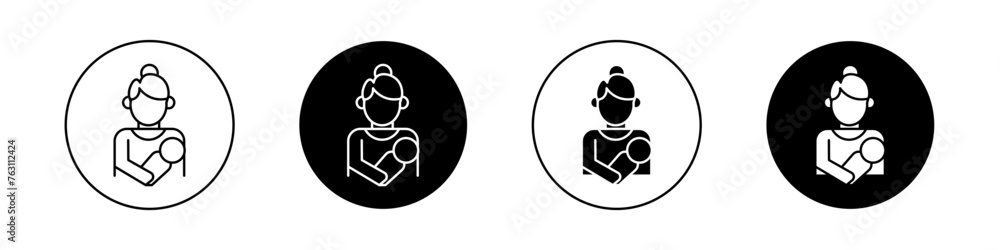 Postnatal care icon set. mother care child vectpor symbol. mom and ...