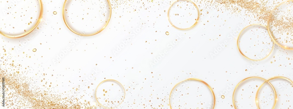 Shiny golden frame. Modern luxury gold glitter gold ring on transparent ...