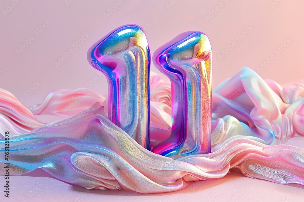 Colorful number eleven. Holographic gradient. Symbol 11. Invitation for ...