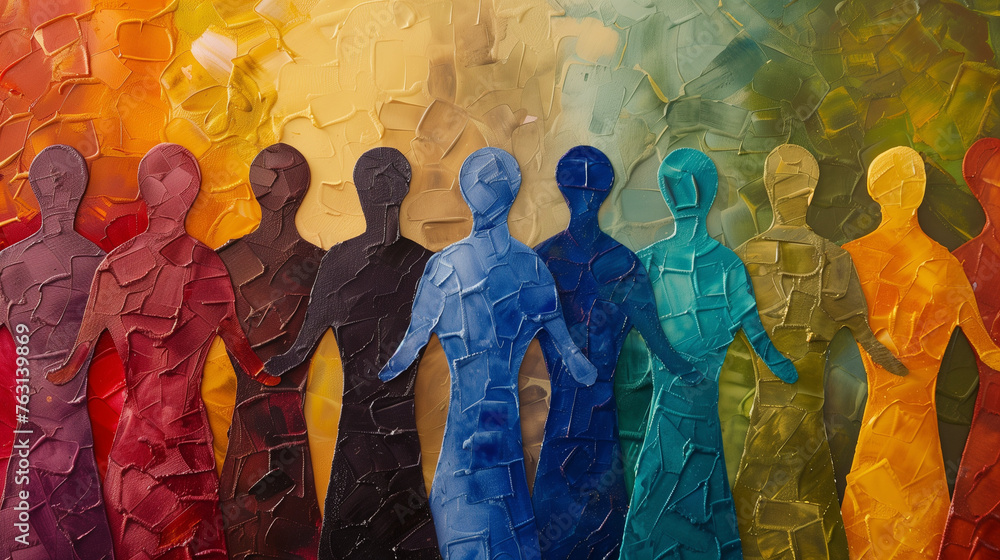 Painted Vibrant figures unite in a display of solidarity, embodying ...