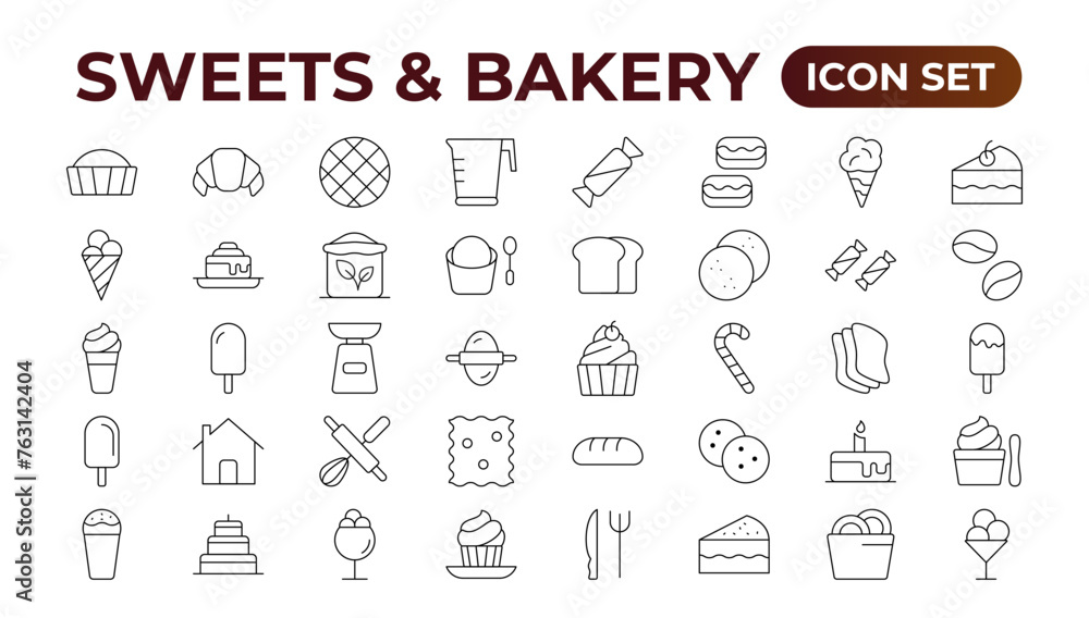 Sweets & Bakery icon set. Food icon collection. Containing meal ...