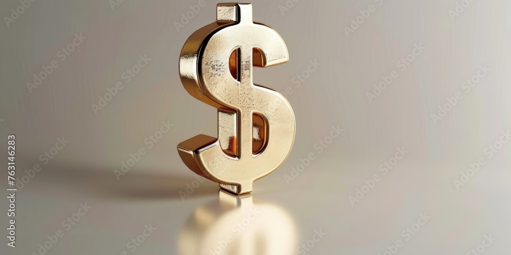 A golden-coloure dollar sign symbolizes wealth and financial stability ...