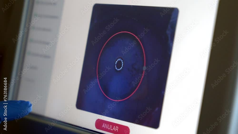 Screen used by the ophthalmologist to monitor the eye for laser ...