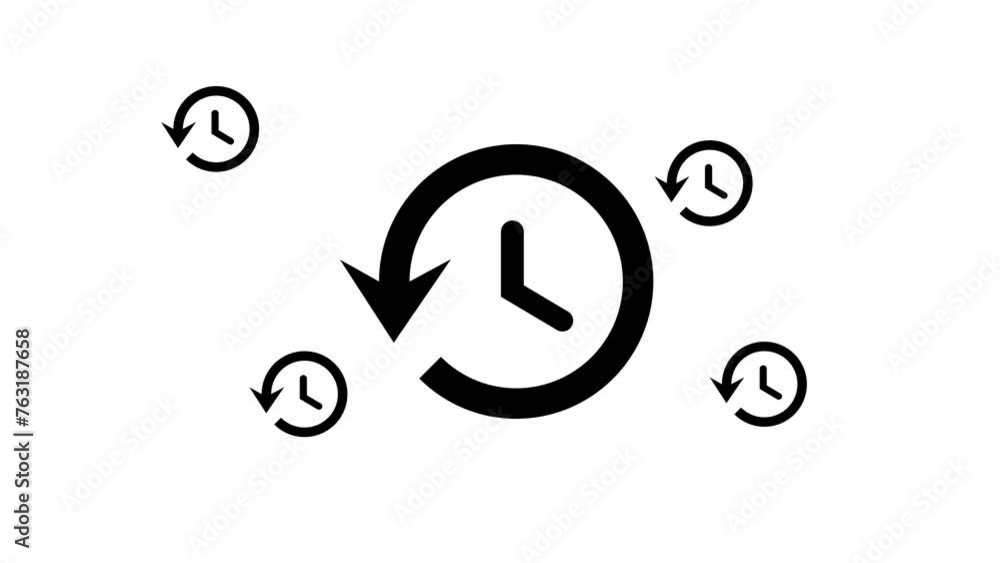 Vidéo Stock Zoom in and out animation the time back symbol. Large black ...