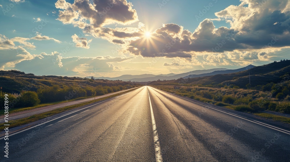 An empty highway disappearing into the horizon AI generated ... An empty highway disappearing into the horizon AI generated ...