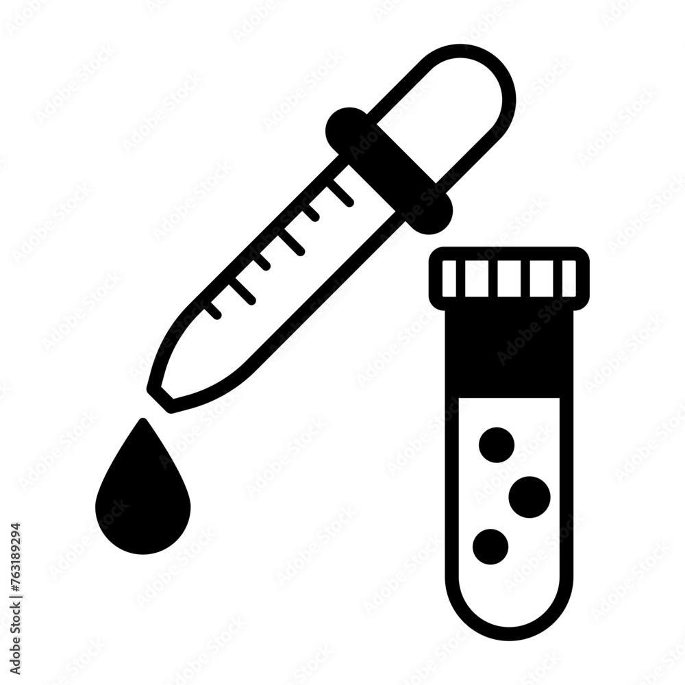 Dropper with Test Tubevector outline design, Biochemistry symbol ...