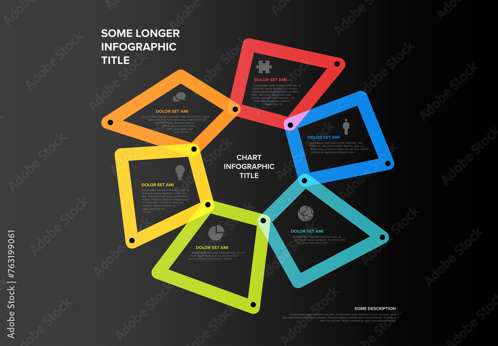 Six blocks dark chart multipurpose infographic template Stock Template ...