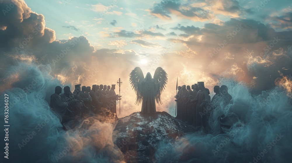 3D render,3D Illustrate Bear witness to a solemn ceremony as the angel ...