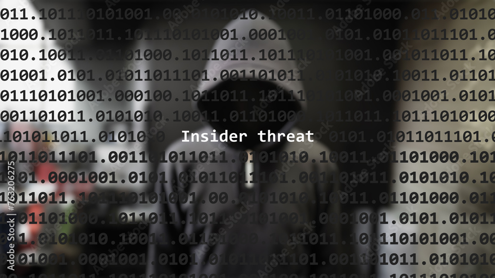 Cyber attack insider threat text in foreground screen, anonymous hacker ... Cyber attack insider threat text in foreground screen, anonymous hacker ...
