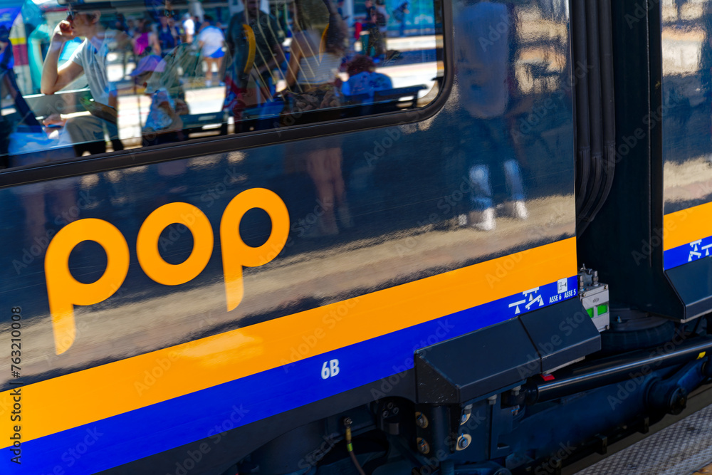 Regional Pop train leaving railway station Venice Mestre destination ...